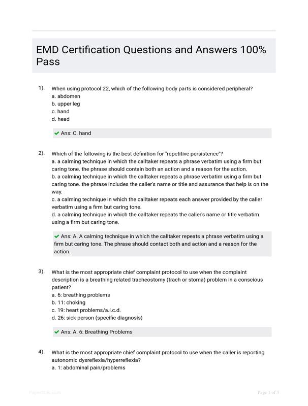 EMD Certification Questions And Answers 100% Pass
