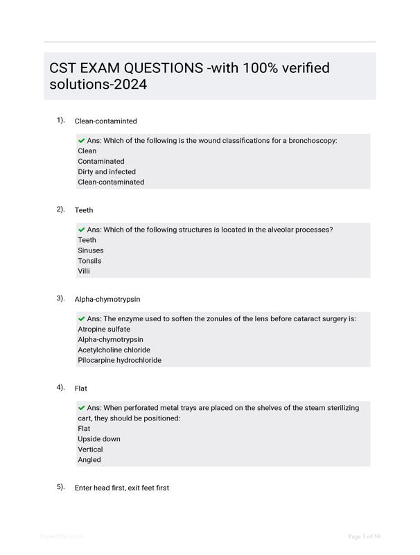 CST EXAM QUESTIONS -with 100% Verified Solutions-2024