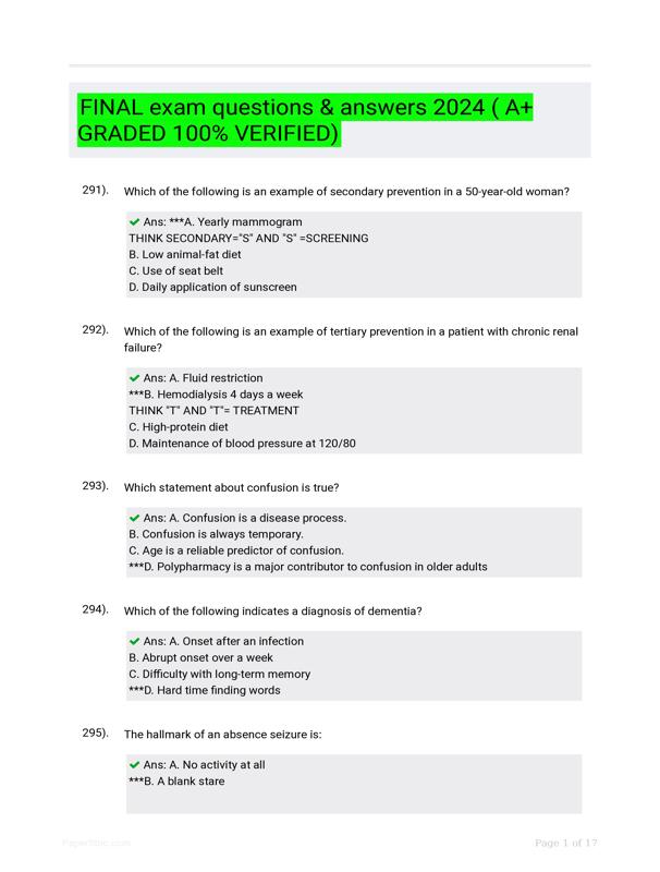 FINAL Exam Questions & Answers 2024 ( A+ GRADED 100% VERIFIED)