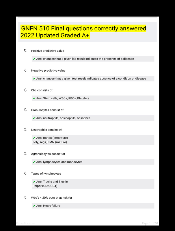 GNFN 510 Final Questions Correctly Answered 2022 Updated Graded A+