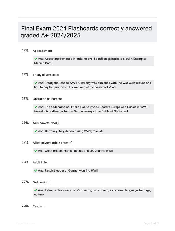 Final Exam 2024 Flashcards Correctly Answered Graded A+ 2024/2025