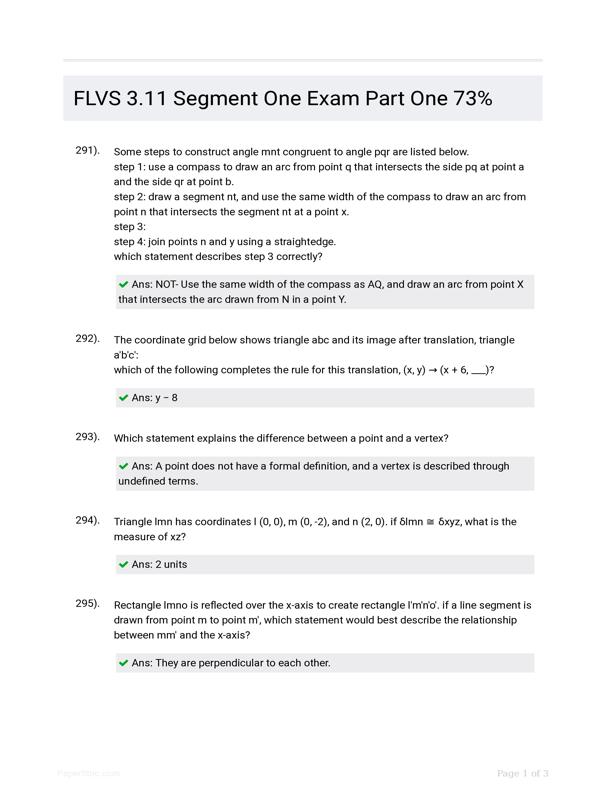 FLVS 3.11 Segment One Exam Part One 73%