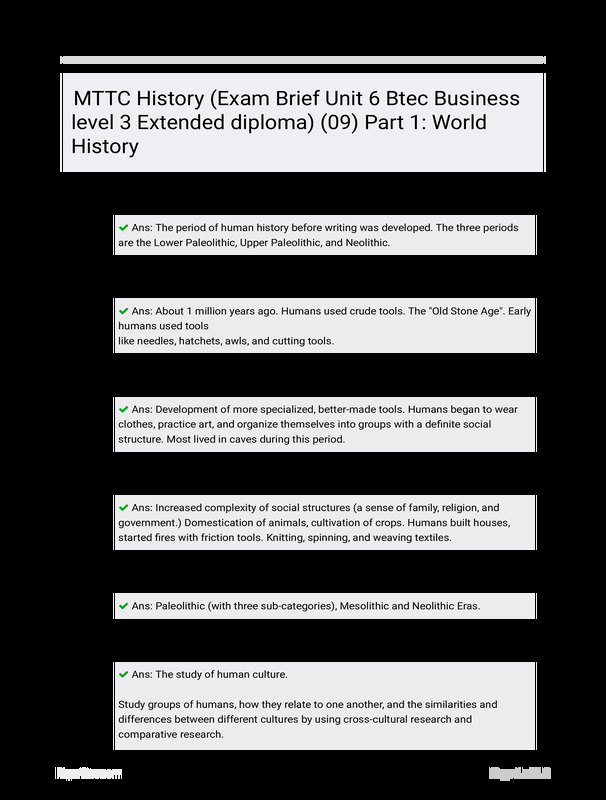 MTTC History (Exam Brief Unit 6 Btec Business Level 3 Extended Diploma ...