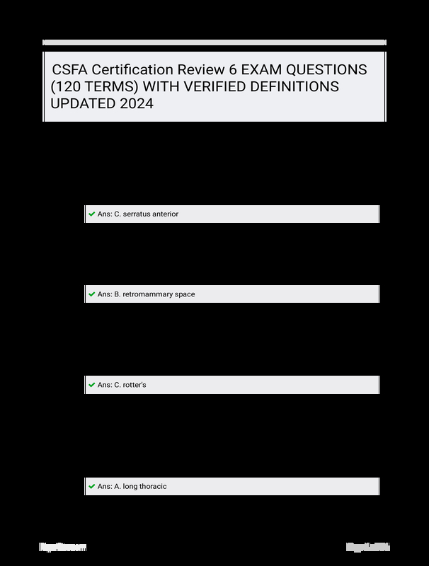 CSFA Certification Review 6 EXAM QUESTIONS (120 TERMS) WITH VERIFIED ...