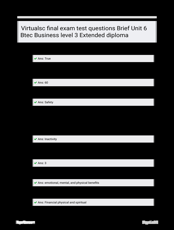 Virtualsc Final Exam Test Questions Brief Unit 6 Btec Business Level 3 ...
