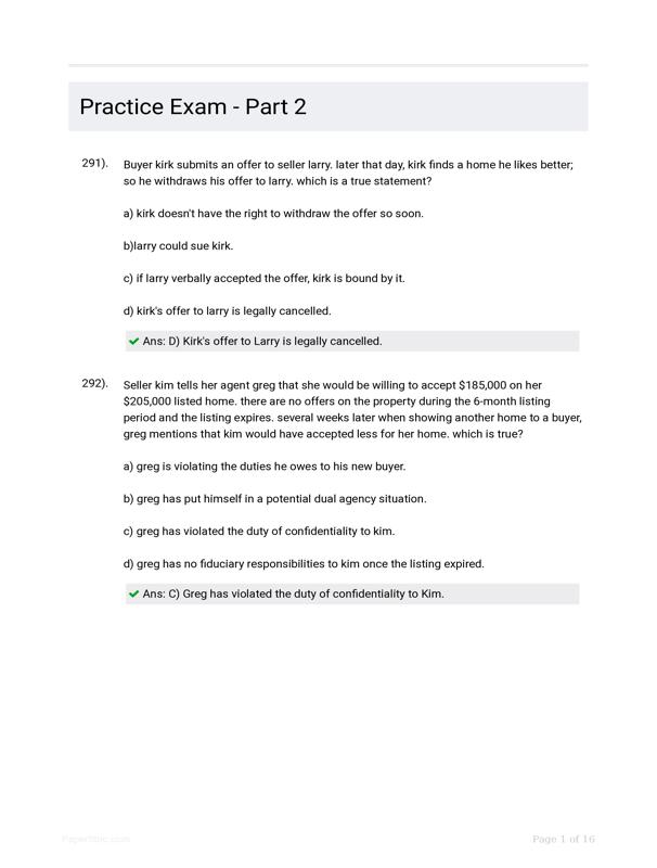 Practice Exam - Part 2