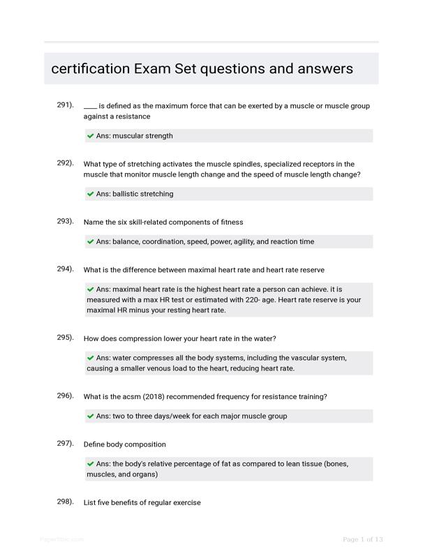 Certification Exam Set Questions And Answers