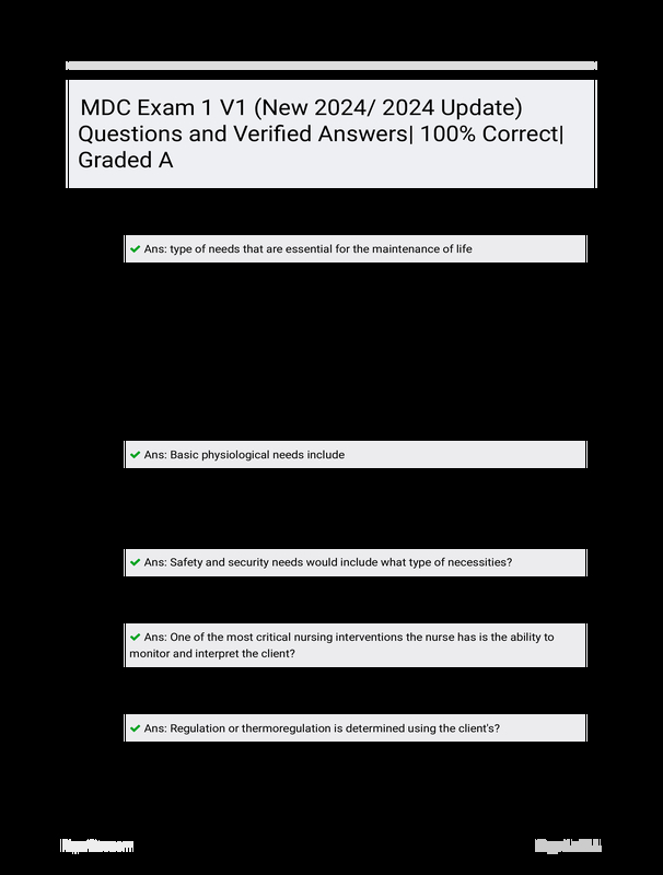MDC Exam 1 V1 (New 2024/ 2024 Update) Questions And Verified Answers ...