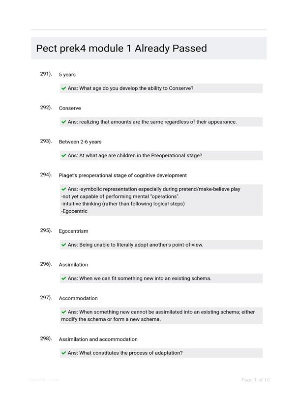 Pect Prek4 Module 1 Already Passed