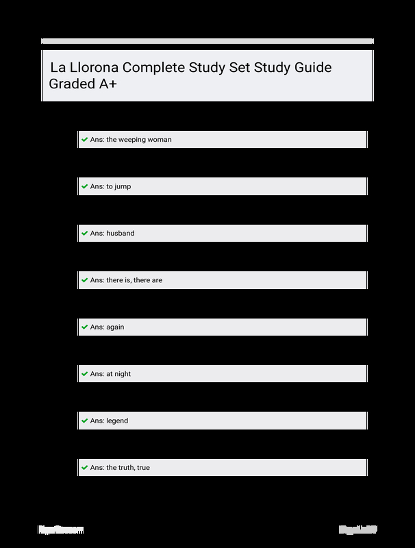 La Llorona Complete Study Set Study Guide Graded A+