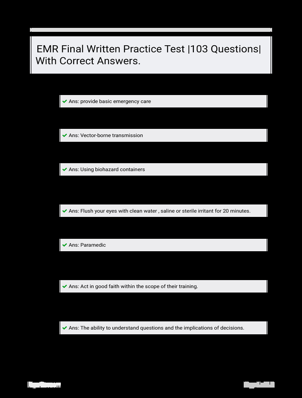 EMR Final Written Practice Test |103 Questions| With Correct Answers.