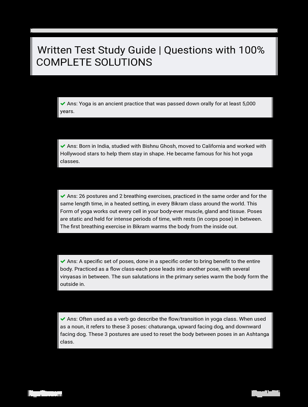 Written Test Study Guide | Questions With 100% COMPLETE SOLUTIONS