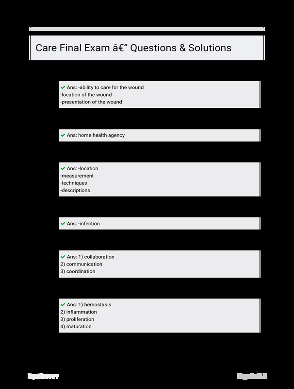 Care Final Exam - Questions & Solutions