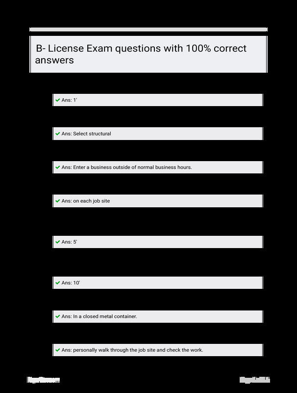 B- License Exam Questions With 100% Correct Answers