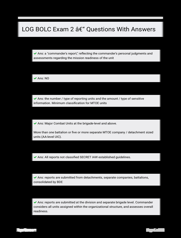 LOG BOLC Exam 2 - Questions With Answers