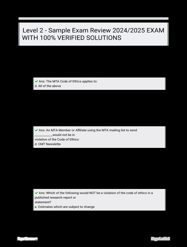 Level 2 - Sample Exam Review 2024/2025 EXAM WITH 100% VERIFIED SOLUTIONS