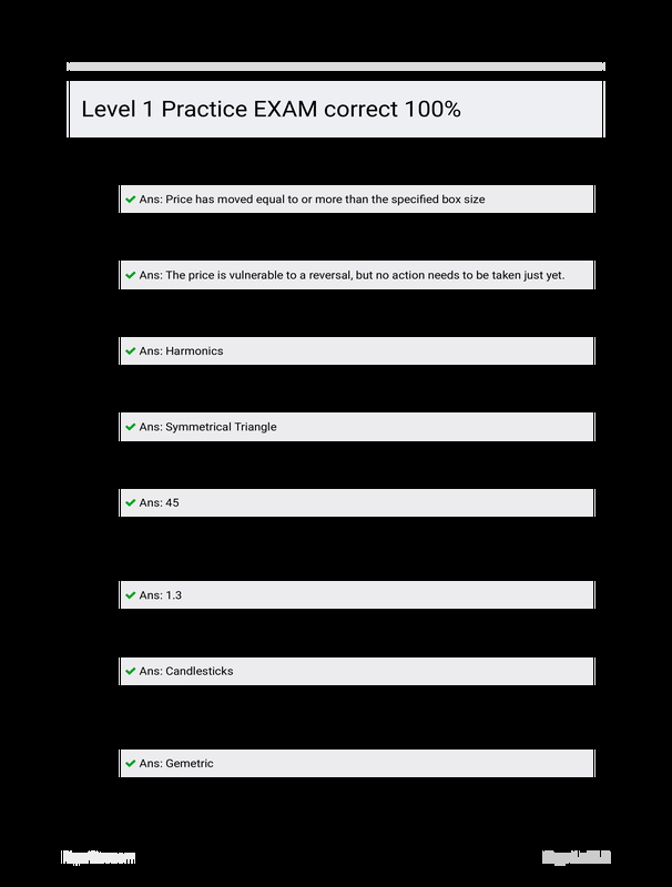 Level 1 Practice EXAM Correct 100%