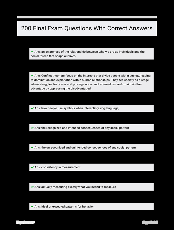 200 Final Exam Questions With Correct Answers.