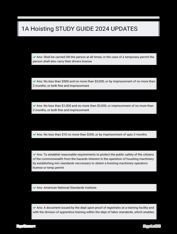1A Hoisting STUDY GUIDE 2024 UPDATES