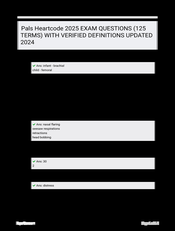 Pals Heartcode 2025 EXAM QUESTIONS (125 TERMS) WITH VERIFIED ...