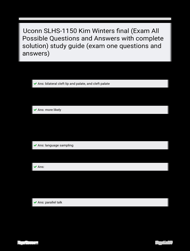 Uconn SLHS-1150 Kim Winters Final (Exam All Possible Questions And ...