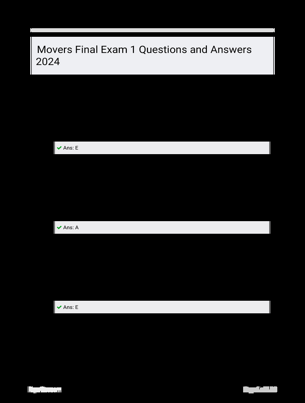 Movers Final Exam 1 Questions And Answers 2024