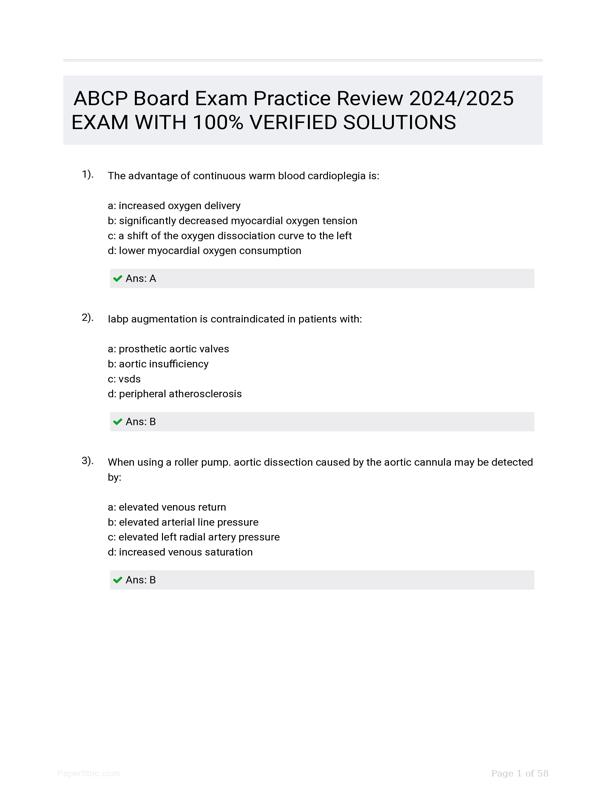 ABCP Board Exam Practice Review 2024/2025 EXAM WITH 100% VERIFIED SOLUTIONS