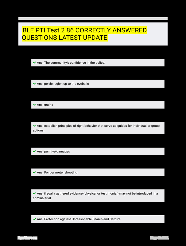 BLE PTI Test 2 86 CORRECTLY ANSWERED QUESTIONS LATEST UPDATE