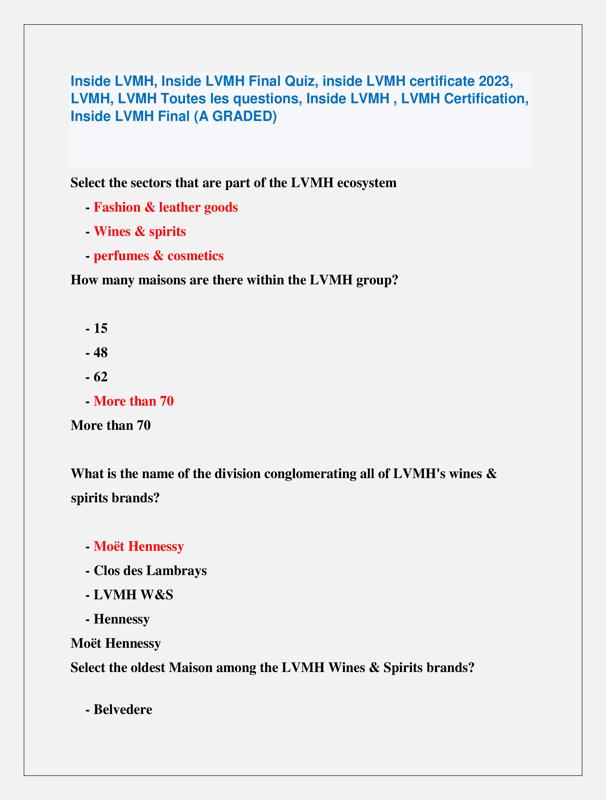 Inside LVMH, Inside LVMH Final Quiz, Inside LVMH Certificate 2023, LVMH ...