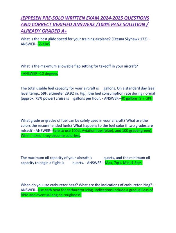JEPPESEN PRE Exam 2024 Update New