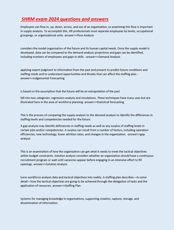 SHRM Exam 2025 Questions And Answers