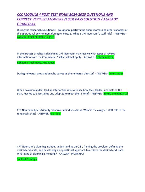 CCC MODULE 4 POST TEST EXAM 2025