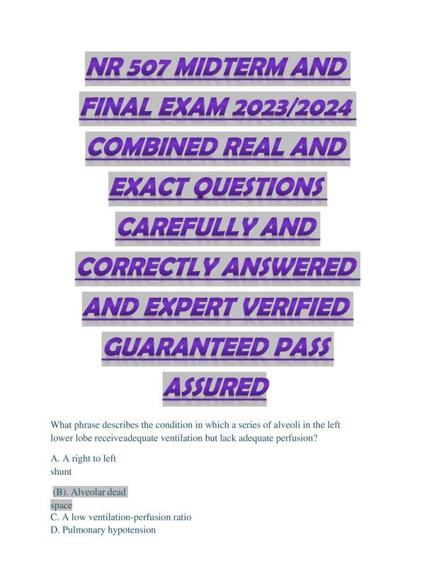 NR 507 MIDTERM AND FINAL EXAM 2024 NR 507 MIDTERM AND FINAL EXAM 2024