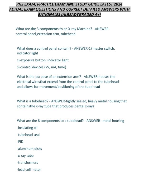 RHS EXAM, PRACTICE EXAM 2024-2025