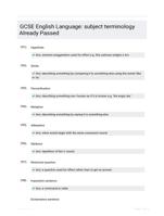 GCSE English Language: Subject Terminology Already Passed