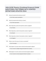 AQA GCSE Physics (Combined Science) EXAM QUESTIONS (168 TERMS) WITH ...