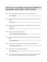 TAP Series: Food Safety Training 93 CORRECTLY ANSWERED QUESTIONS LATEST ...