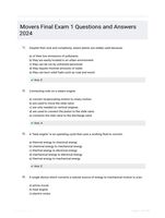 Movers Final Exam 1 Questions And Answers 2024