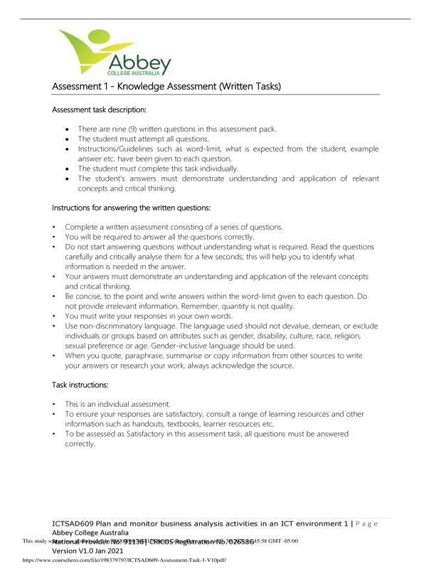 Assessment 1 - Knowledge Assessment (Written Tasks) - PaperSoc