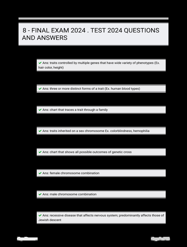 8 - FINAL EXAM 2024 . TEST 2024 QUESTIONS AND ANSWERS - PaperSoc