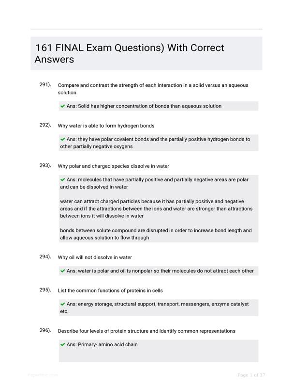 161 Final Exam Questions With Correct Answers Papersoc