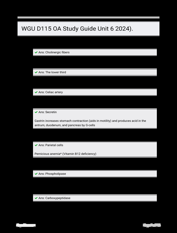 WGU D115 OA Study Guide Unit 6 2024). - PaperSoc