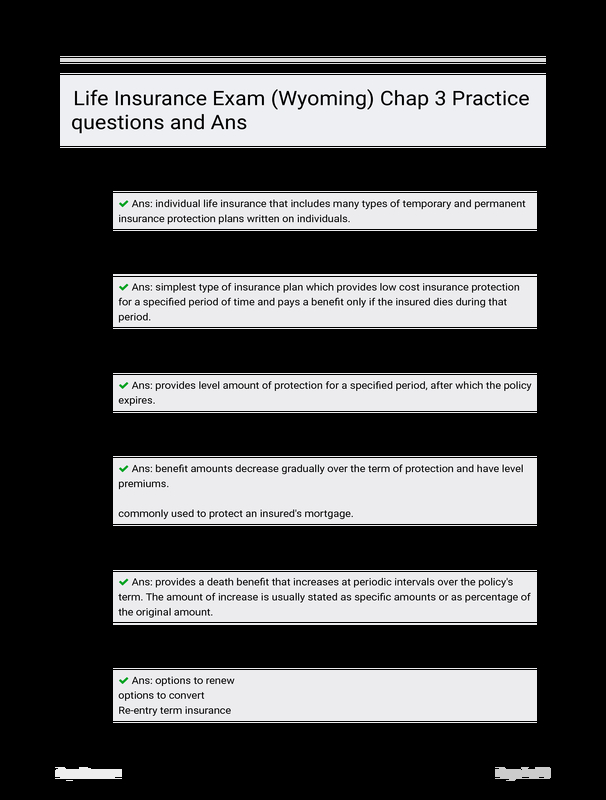 Life Insurance Exam (Wyoming) Chap 3 Practice questions and Ans - PaperSoc