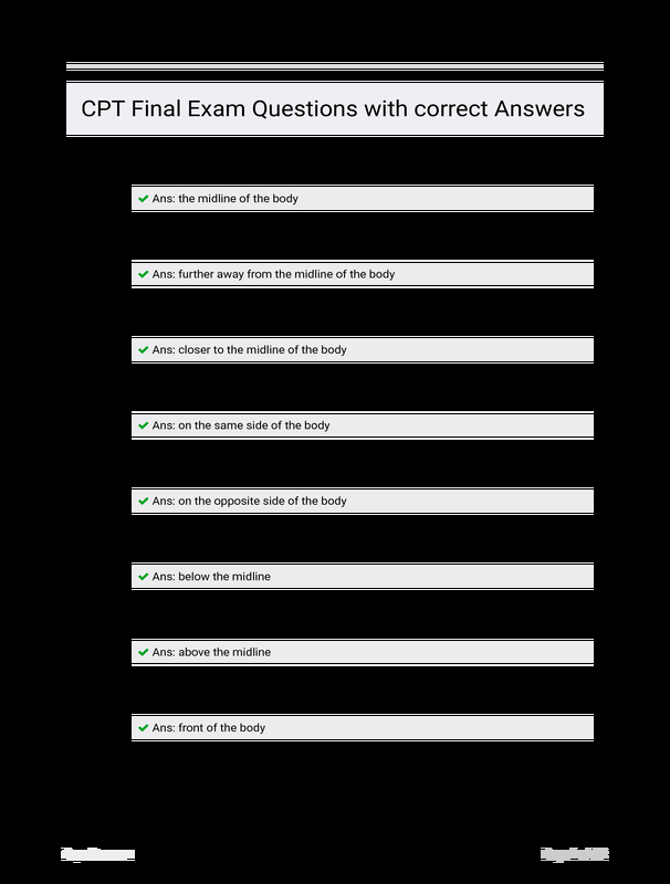 CPT Final Exam Questions with correct Answers - PaperSoc