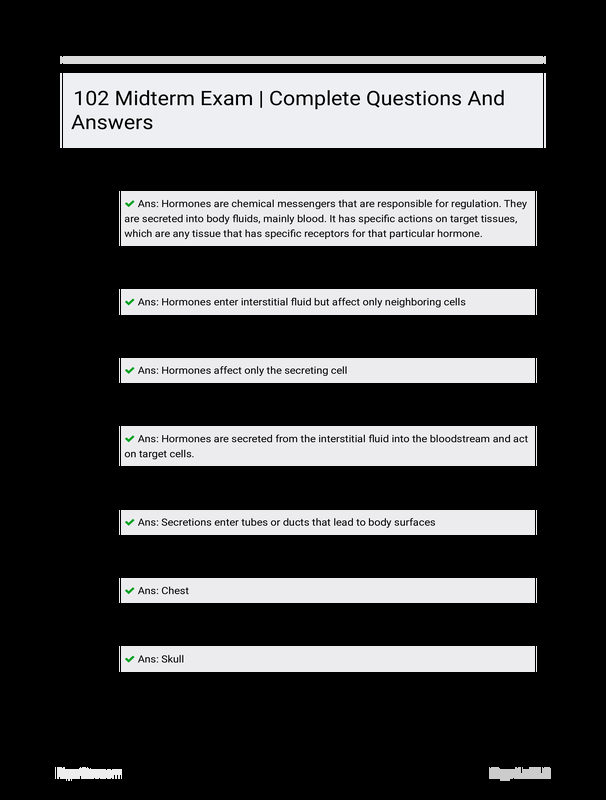 102 Midterm Exam | Complete Questions And Answers - PaperSoc