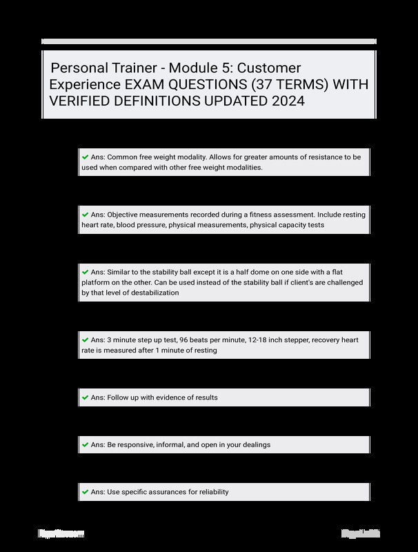 Personal Trainer - Module 5: Customer Experience EXAM QUESTIONS (37 ...