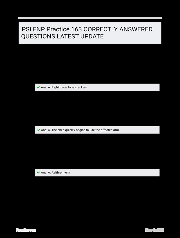 PSI FNP Practice 163 CORRECTLY ANSWERED QUESTIONS LATEST UPDATE - PaperSoc