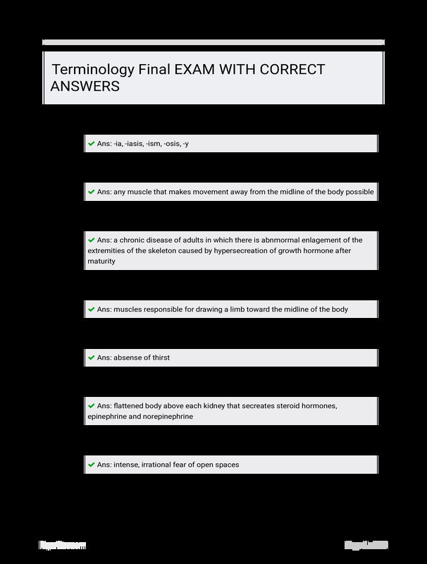 Terminology Final EXAM WITH CORRECT ANSWERS - PaperSoc