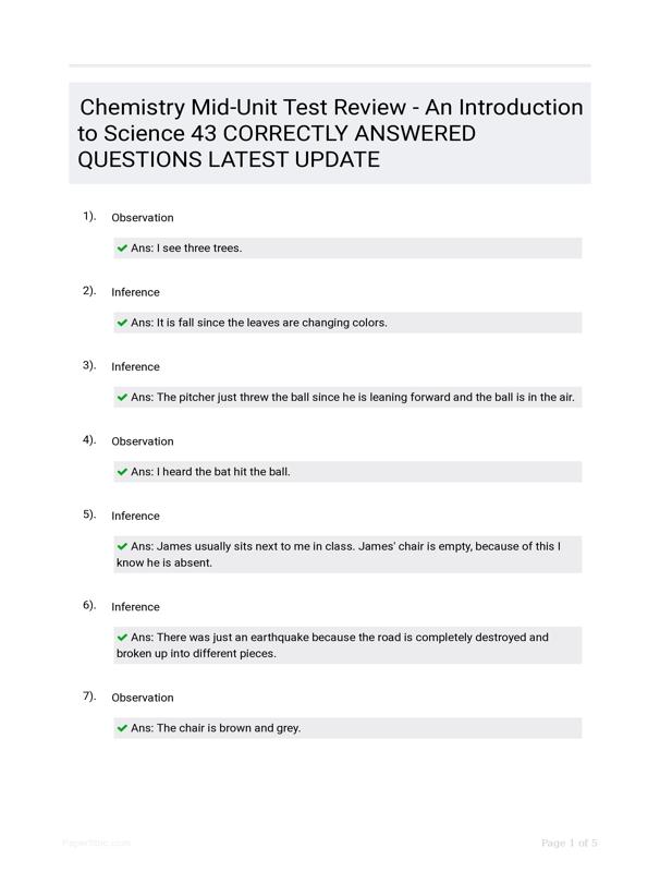 Chemistry Mid-Unit Test Review - An Introduction to Science 43 ...
