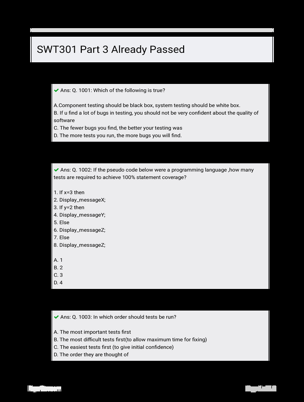 SWT301 Part 3 Already Passed - PaperSoc